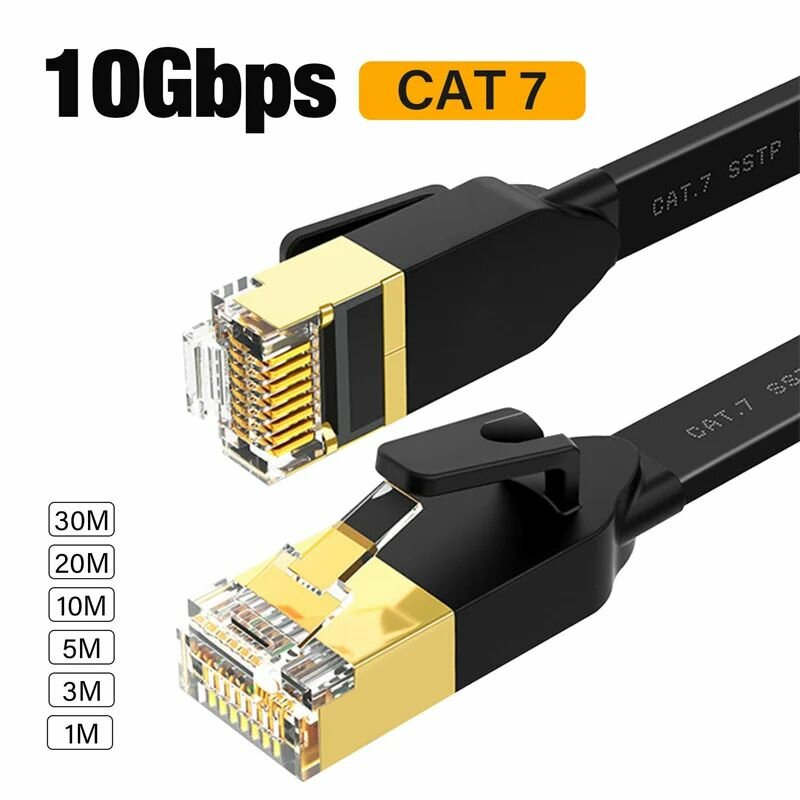 Кабель Ethernet Cat7, плоский сетевой кабель LAN, круглый сетевой кабель SFTP RJ45, интернет-кабель CAT7 для маршрутизатора, модема, ПК, PS4, соединительный кабель