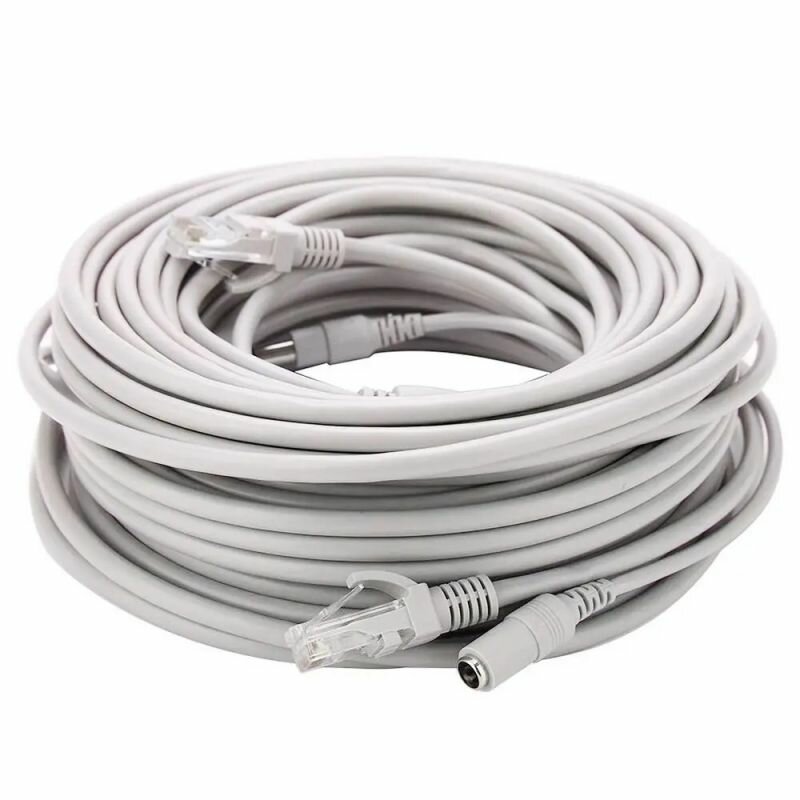 Кабель видеонаблюдения RJ45 для камеры видеонаблюдения Ethernet, сетевой кабель постоянного тока, сетевой удлинитель 2 в 1, локальная сеть, IP-камера