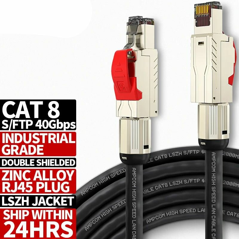 Сетевой кабель Ethernet RJ45, компьютерный кабель Cat8 Cat7 Cat6A, 10 Гбит/с, претерминированный патч-корд с поддержкой нестандартной длины