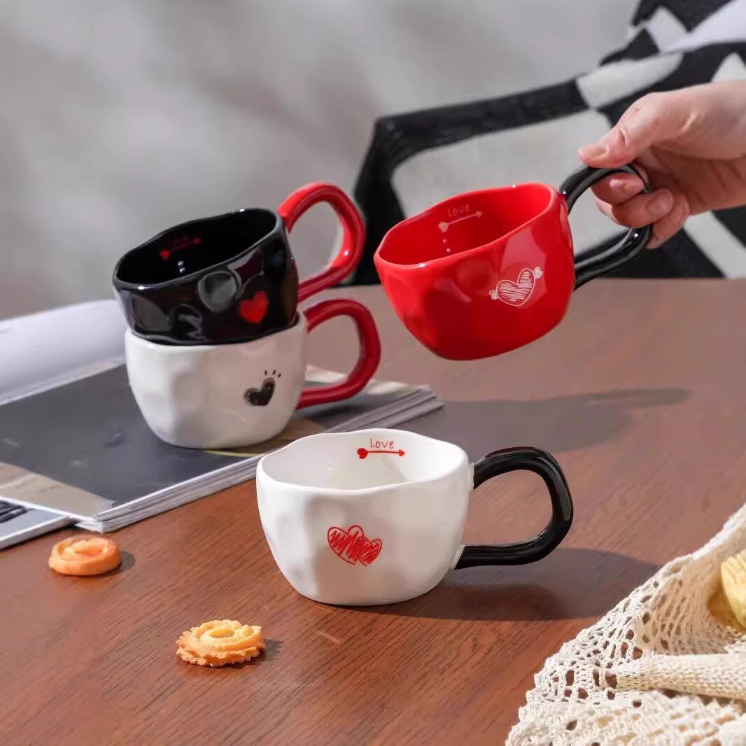Кружка Love Mug Простая керамическая кружка Универсальная чашка Чашка для послеобеденного чая Персонализированная ручка Подарочная офисная кофейная чашка