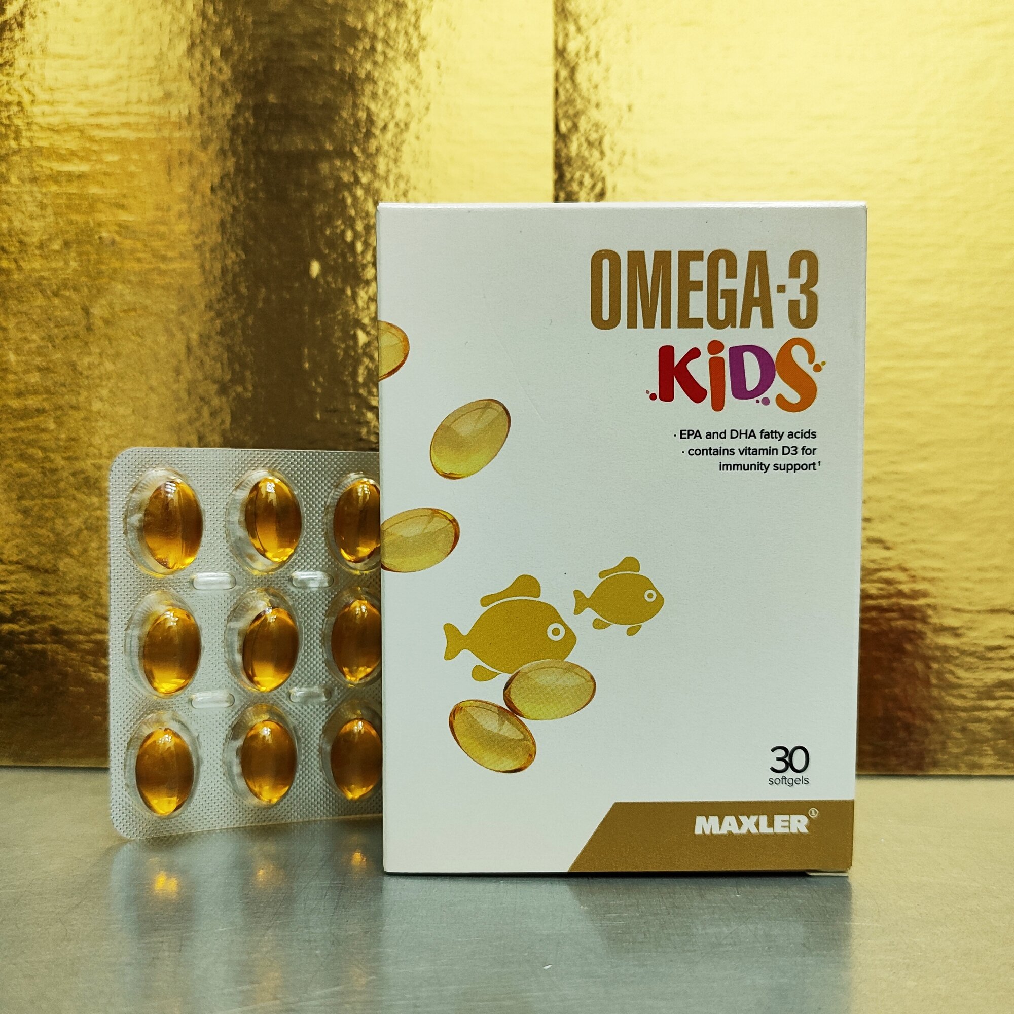 Омега-3 для детей + Витамин D3 Maxler Omega-3 Kids (30 гел. капс)
