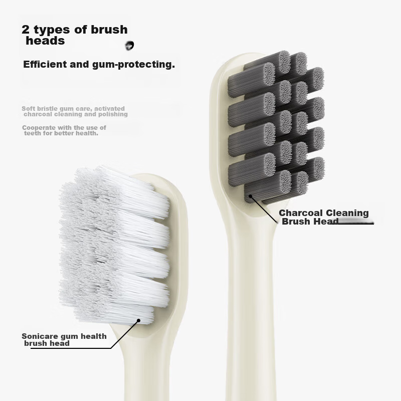 Lebooo Electric Toothbrush Heads, Cleaning Brush Heads 2-Pack, Glossy Black [Compatible with Yuexin Series]
