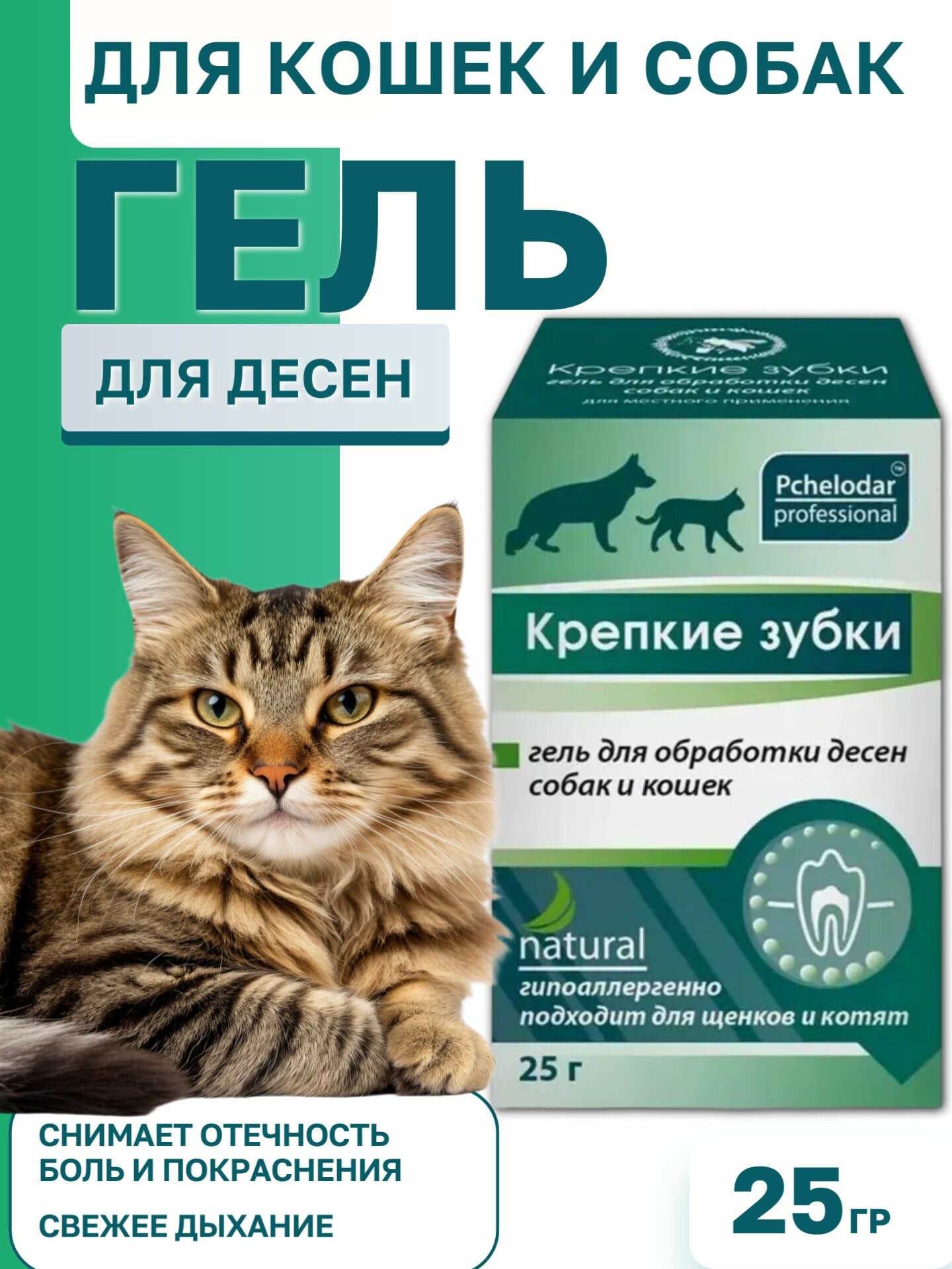 Гель Пчелодар "Крепкие зубки", для собак и кошек, профилактика заболеваний полости рта, 25 мл