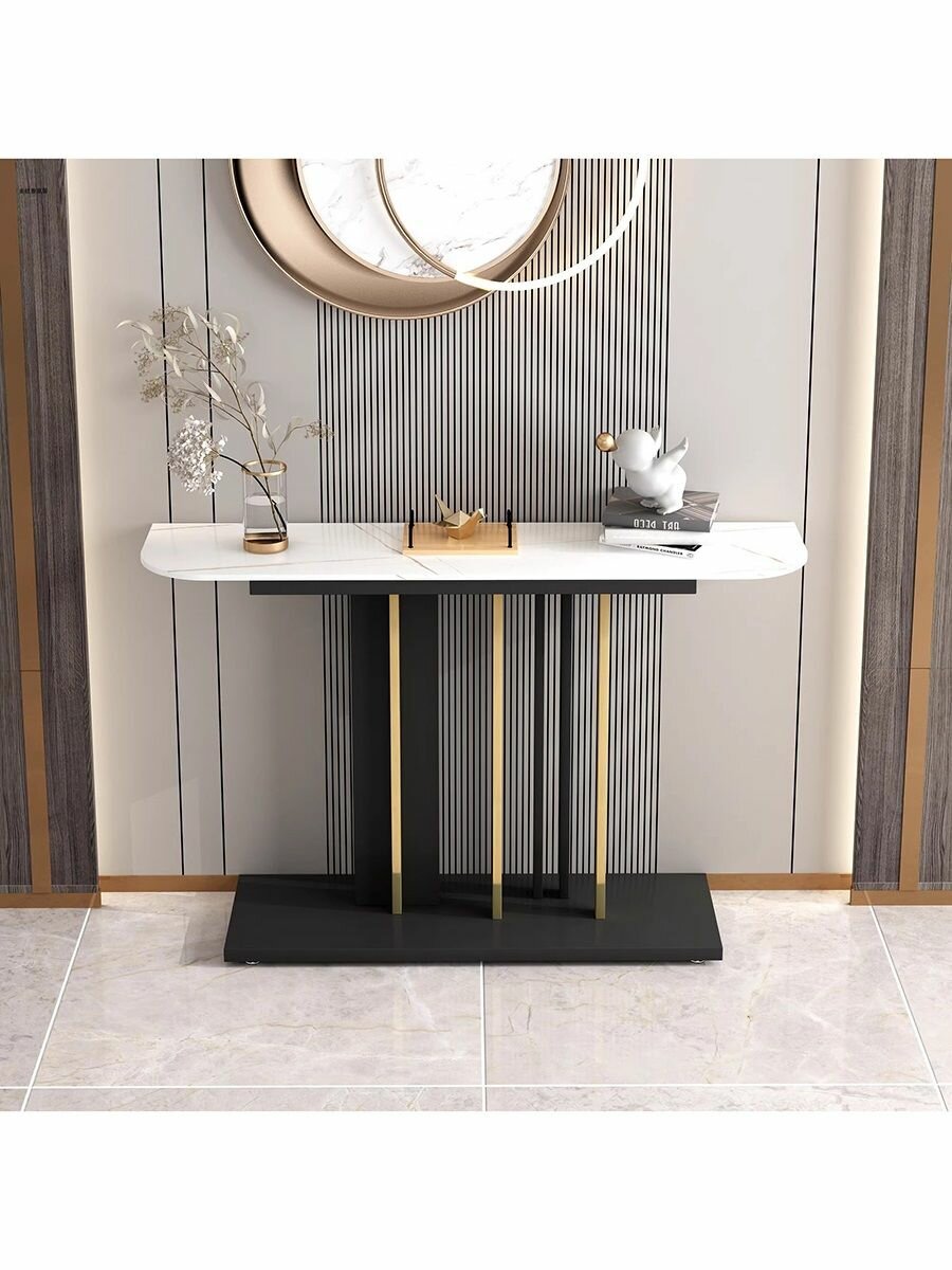 Консоль Консольный столик в прихожую с мраморным рисунком, металлические ножки