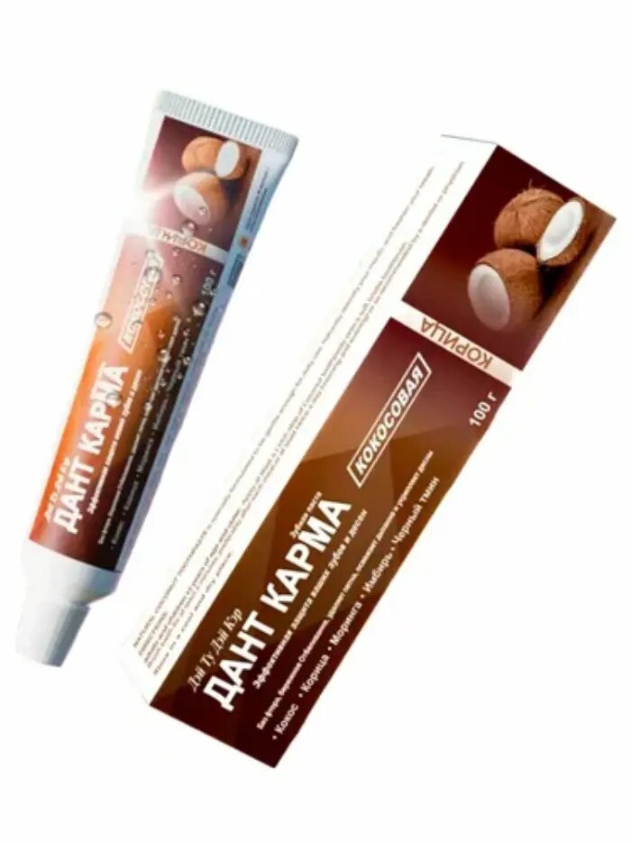 DANT KARMA Dental Cream COCONUT CINNAMON, Day To Day (дант карма, Зубная паста кокос корица, без фтора, Дэй Ту Дэй Кэр), 100 г.