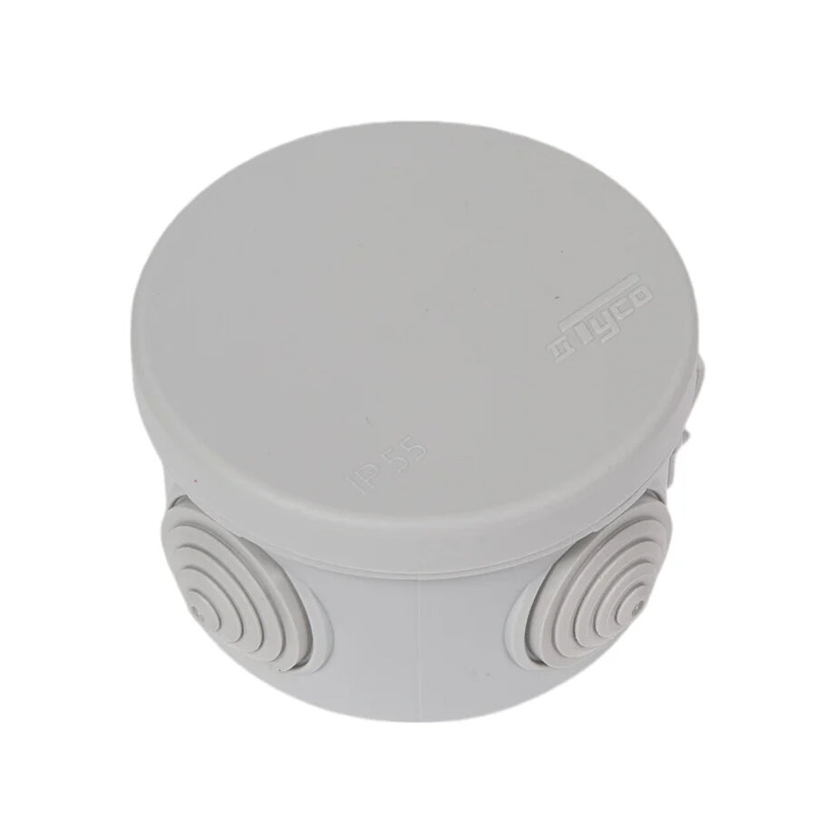 Распределительная коробка Ruvinil ОП 67020, 70x50 мм, IP55, круглая, серая, 1 шт