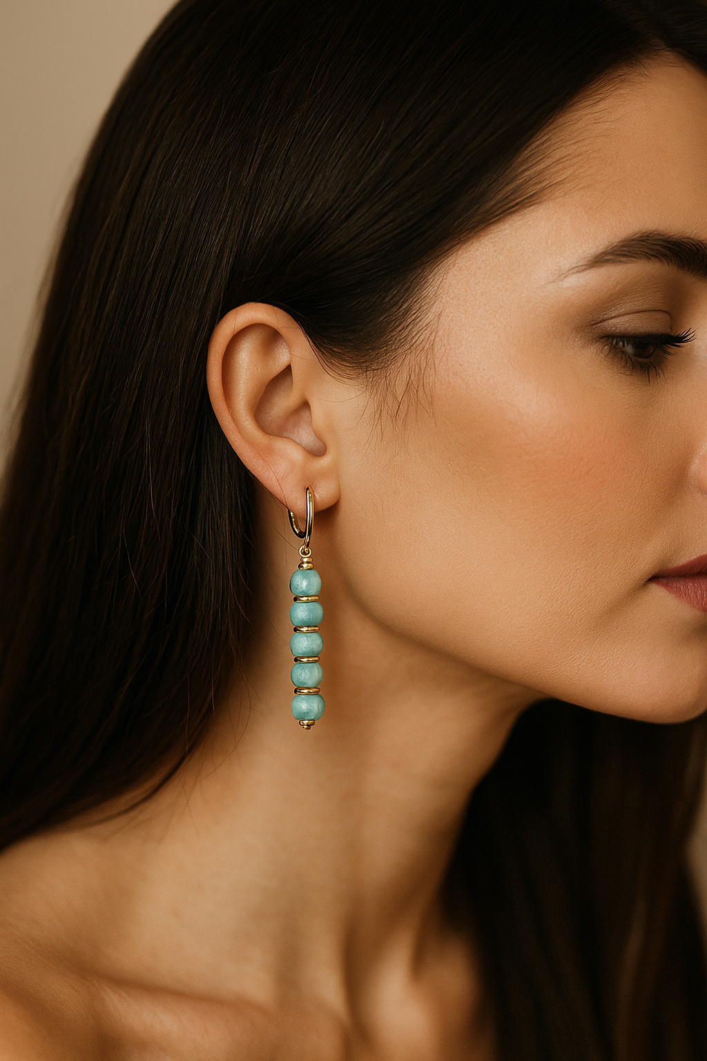 Серьги с подвесками, амазонит