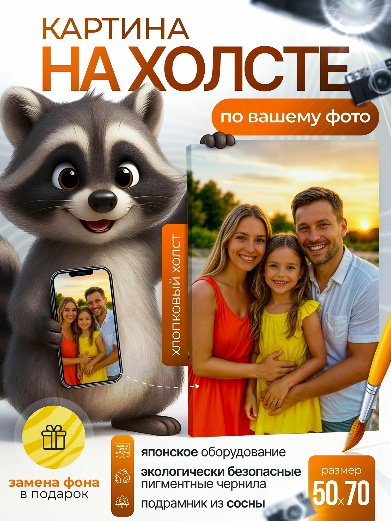 Картина на холсте по фото, на подрамнике, 50х70 см, премиум качество