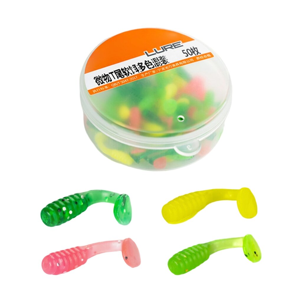 50шт Искусственные Приманки Т Образный Хвост Приманки Маленькая Воблер с Лопастным Хвостом для Форели