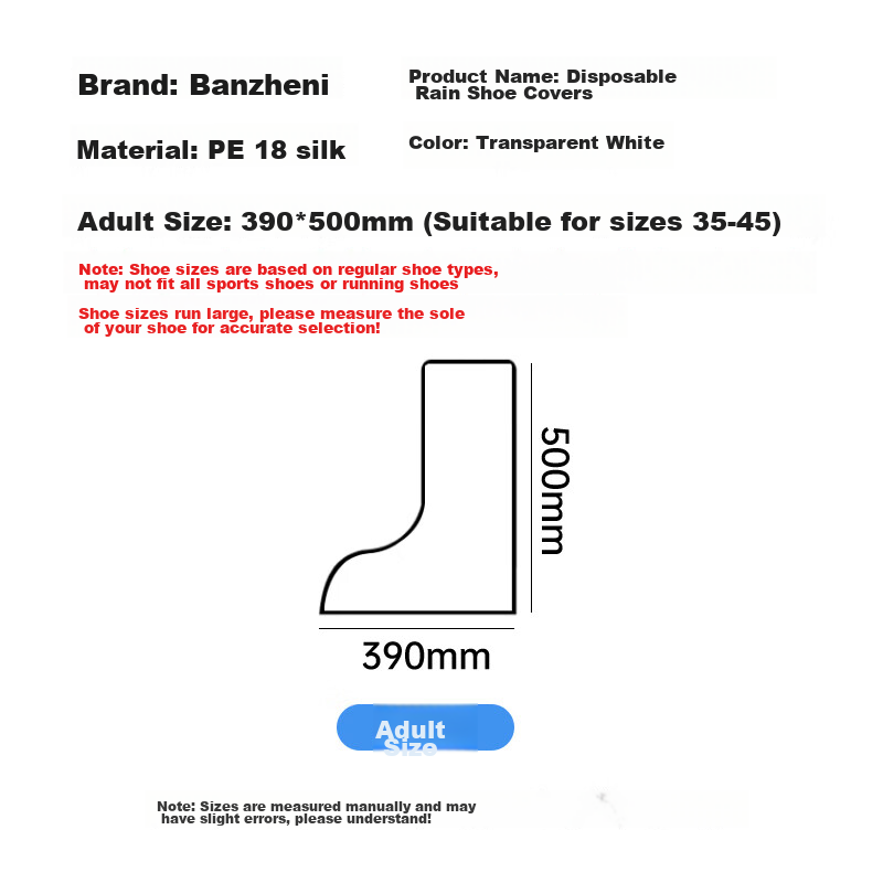 Banzheni Disposable Rain Shoe Covers for Men, Women, Adults And Children, Non-Slip Waterproof Boots, Thick High-Top Long Plastic Shoe Covers, 30-Pack