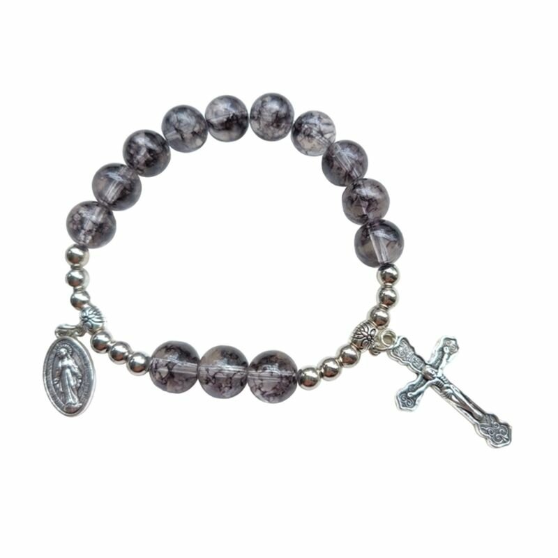 1 нитка двухцветных стеклянных бусин-крестиков-1 вид