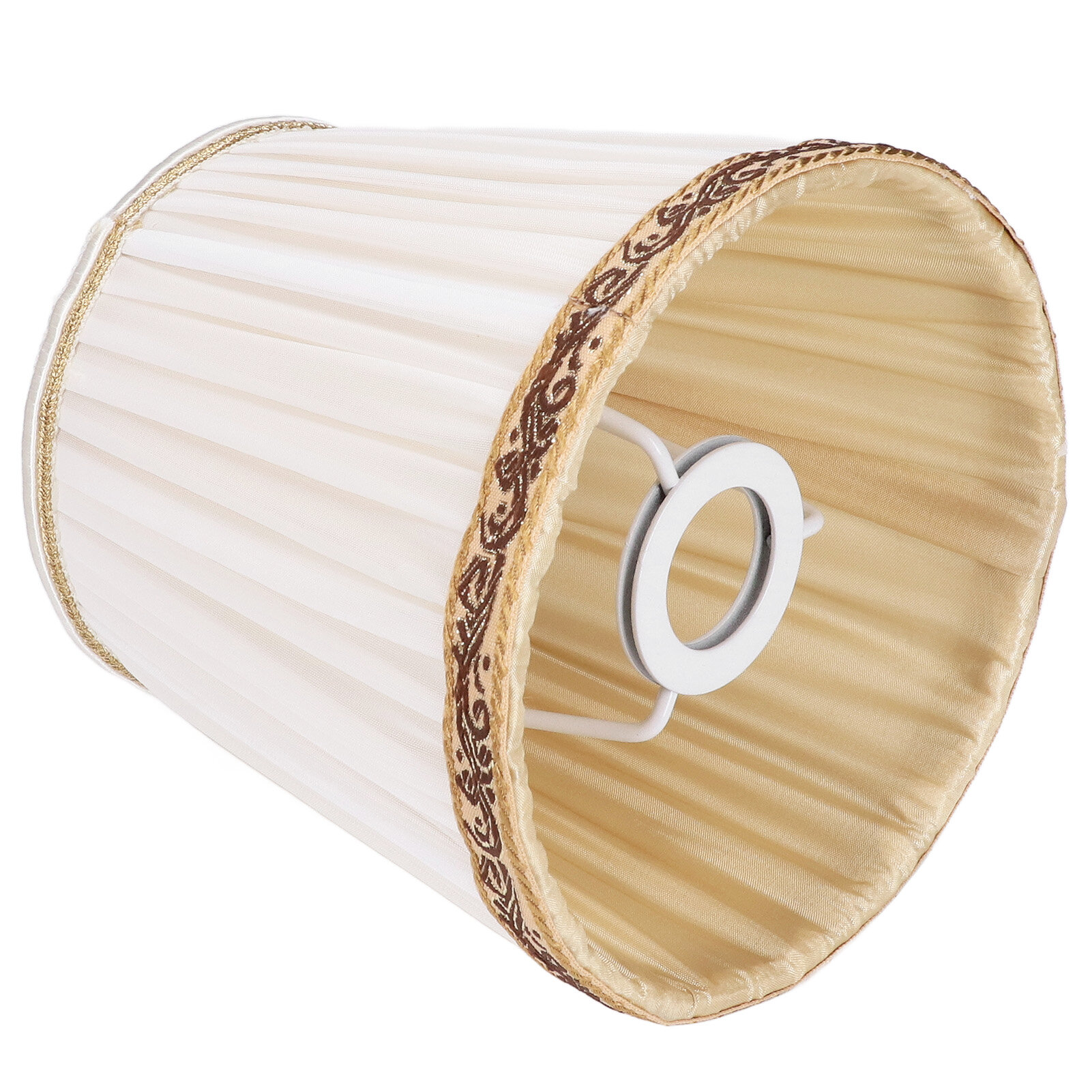 6 шт, тканевый сетчатый абажур, клипса на абажур, бежевый, с золотым краем, стиль для люстры E14, потолочный светильник