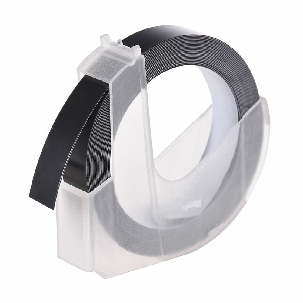 Сменный блок для этикетировочного устройства DYMO 1610, 3D-лента для тиснения пластиковых этикеток, 3/8" x 9,8 фута, черная, 1 рулон