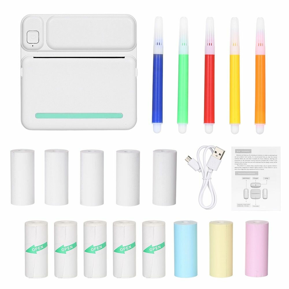 Портативный карманный термопринтер. Беспроводной Bluetooth-принтер. Простота эксплуатации. Поддержка печати фото и текстовых заметок. Экологичный, компактный.