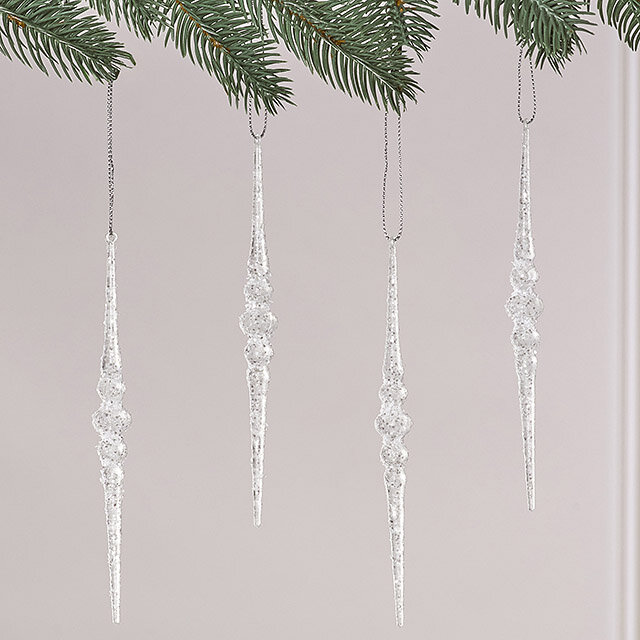 Набор елочных игрушек Сосульки - Marsan 21 см белый, 4 шт, Winter Deco, 1000467