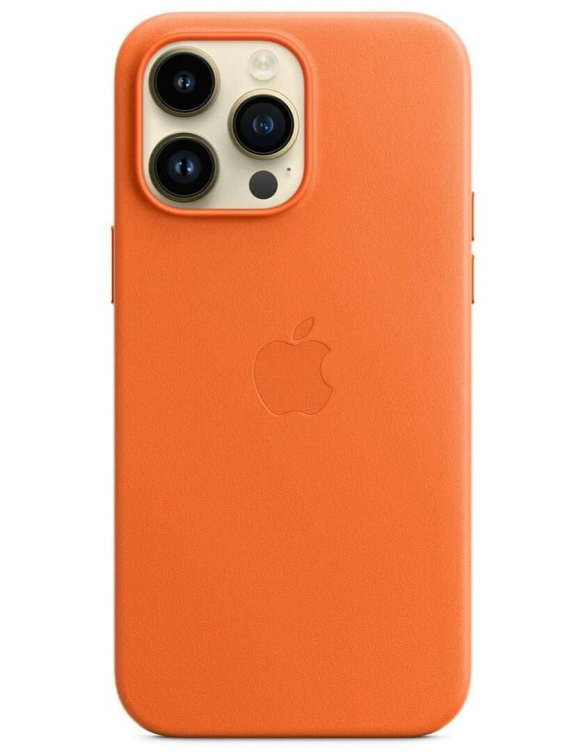 Чехол Apple для iPhone 14 Pro Max, с поддержкой MagSafe, кожаный "Orange"