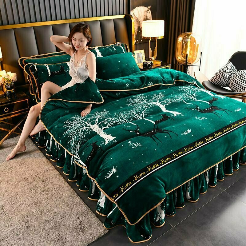 Искусственный мех, мягкое постельное белье, , пододеяльник, наволочка, комплект из четырех предметов