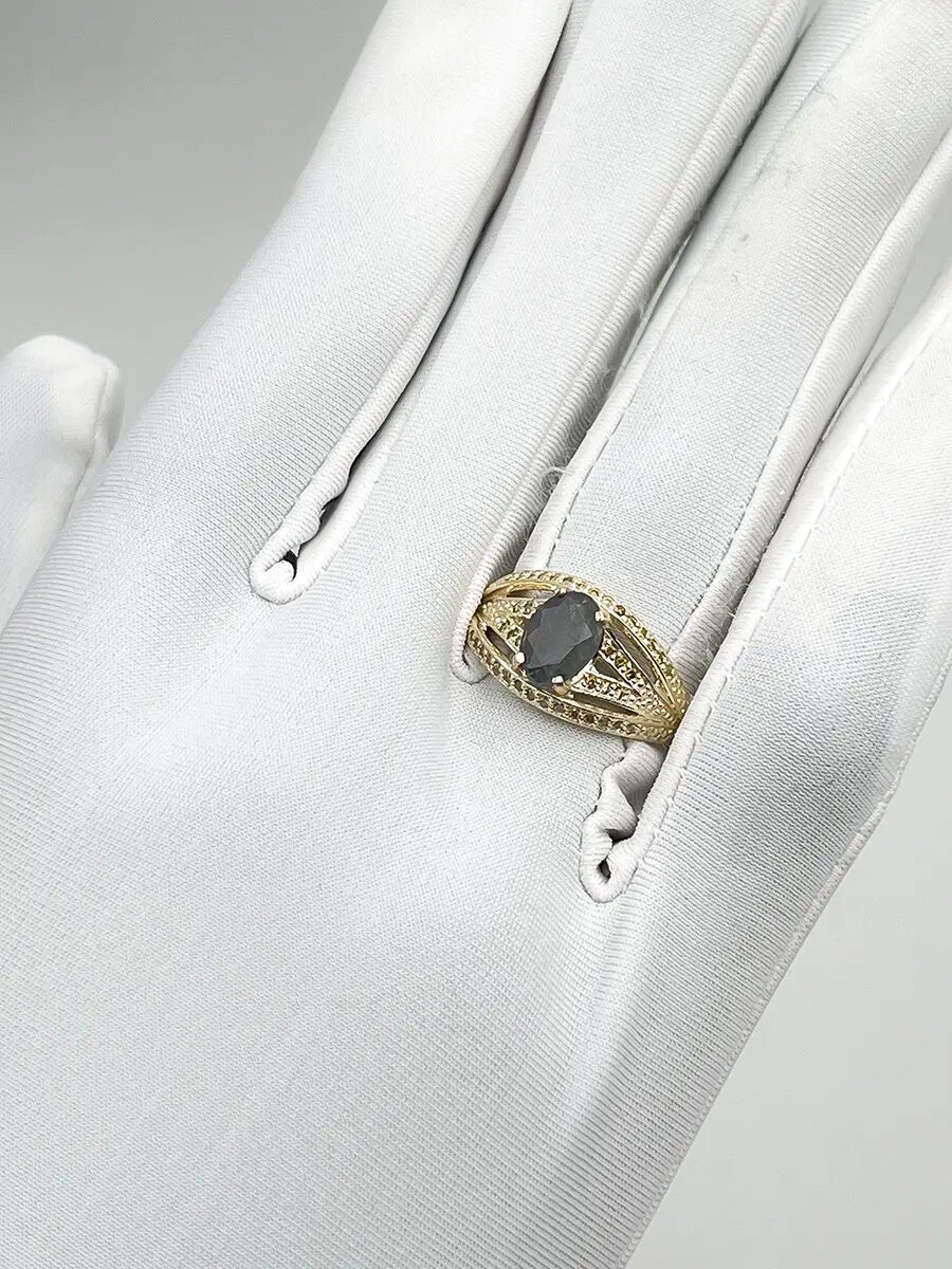 Кольцо, желтое золото, 375 проба, александрит, бриллиант