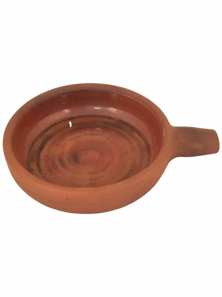 Горшочек для запекания, Сковорода 14см. с ручкой + глазурь, глина, керамика, ручная работа