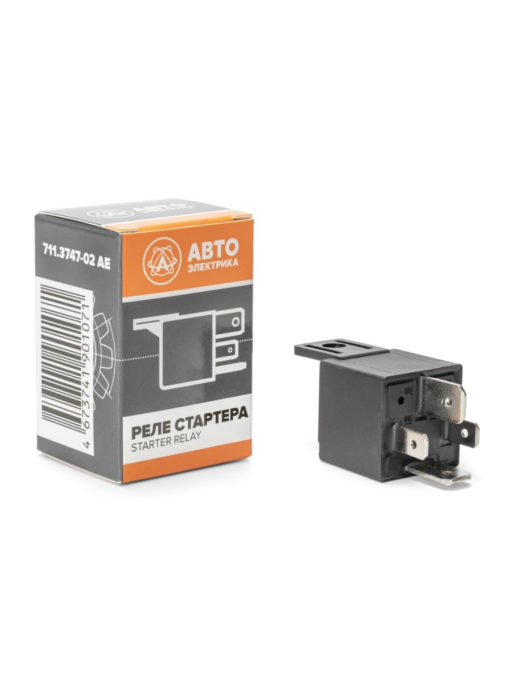 Реле стартера для а/м ГАЗ, УАЗ (711.3747-02) (70А) "Автоэлектрика" (замыкающее 4-конт. с кронштейном
