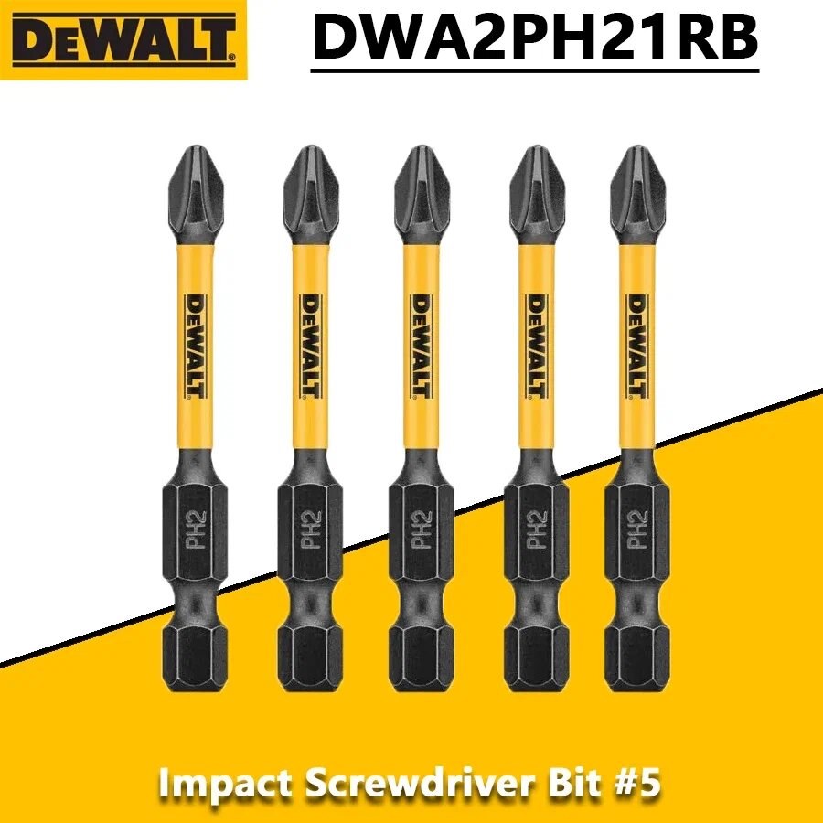 Набор бит для шуруповёрта магнитные, ударные, PH2 x 57 мм, 5 шт, DEWALT DWA2PH21RB