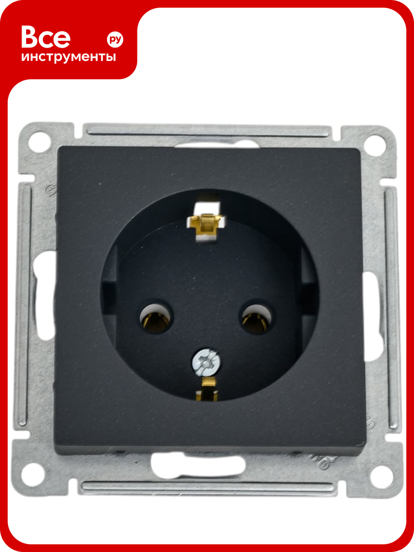 Механизм, Systeme, розетки Systeme Electric Atlasdesign базальт с заземлением, 16а, ATN001443, (ранее,