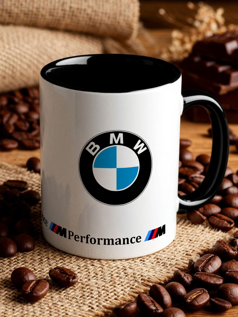 Кружка для чая и кофе "BMW", чёрная , керамика, 330мл, для СВЧ