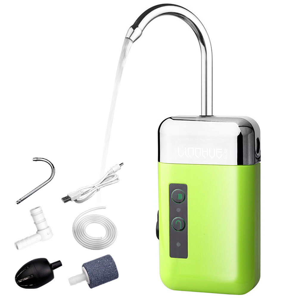 Наружный портативный мини-воздушный насос кислородный с камерой для воды 3-в-1 с датчиком USB-зарядка автоматический водяной насос многофункциональный кислородный насос бесшумный рыбацкий воздушный насос LED-свет снаружи аэратор для рыбалки зеленый 2200