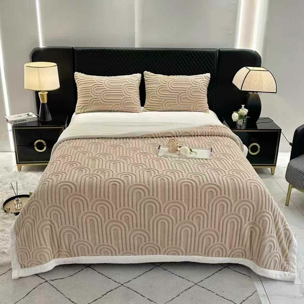 Плед , Кашемир, Микровелюр, 200 см х 230 см，Универсален для всех сезонов