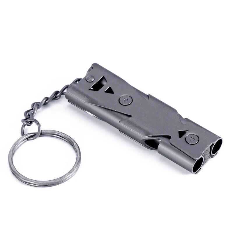 Двойной трубчатый свисток из алюминиевого сплава, универсальные свистки, брелоки, свистки для тренировок птиц, свисток для выживания на открытом воздухе, пешего туризма, кемпинга