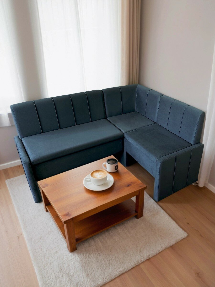 Кухонный уголок Стильные кресла "Престиж", велюр, сине-зеленый, 155x120x83 см