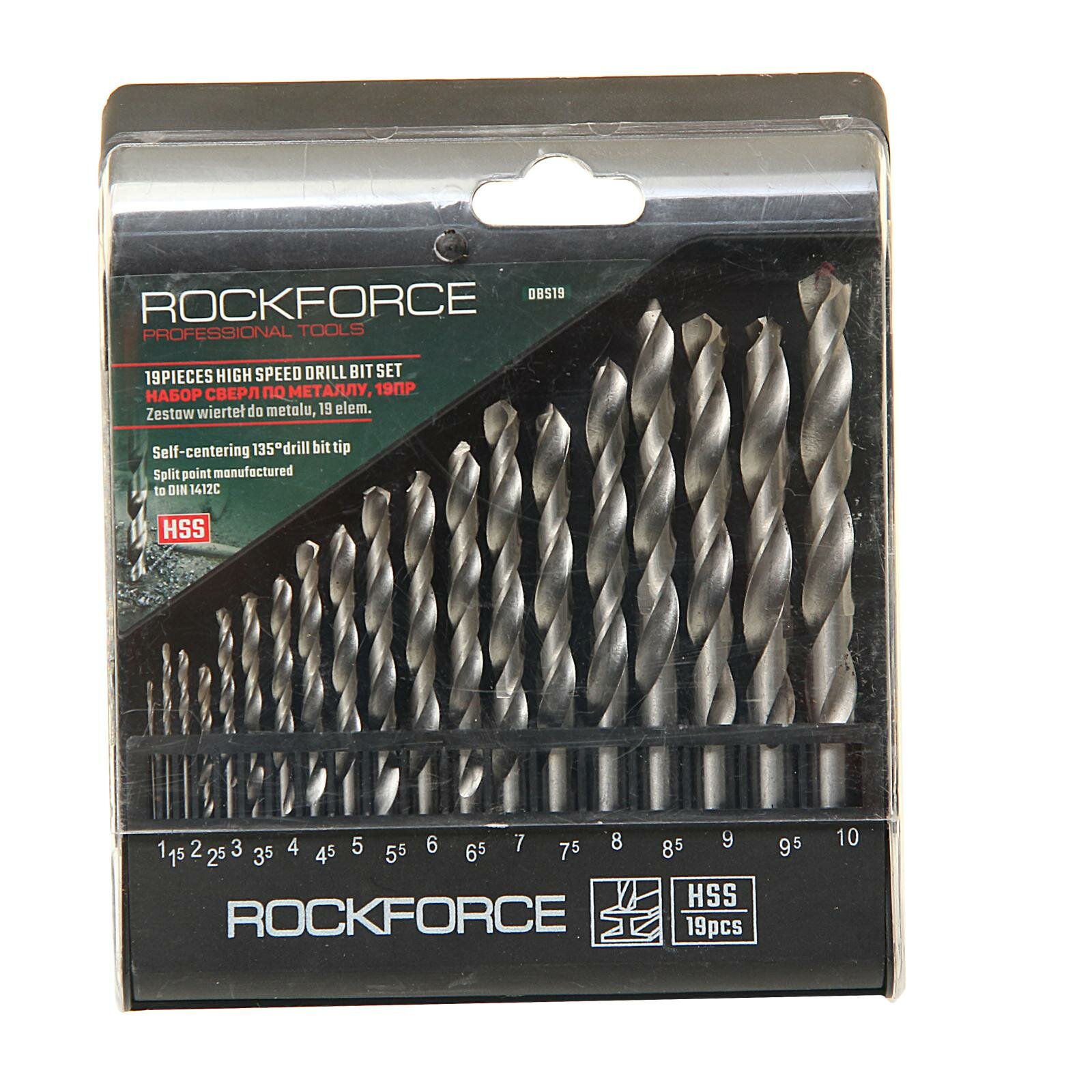 Набор сверл по металлу HSS 1-10мм 19пр. в футляре