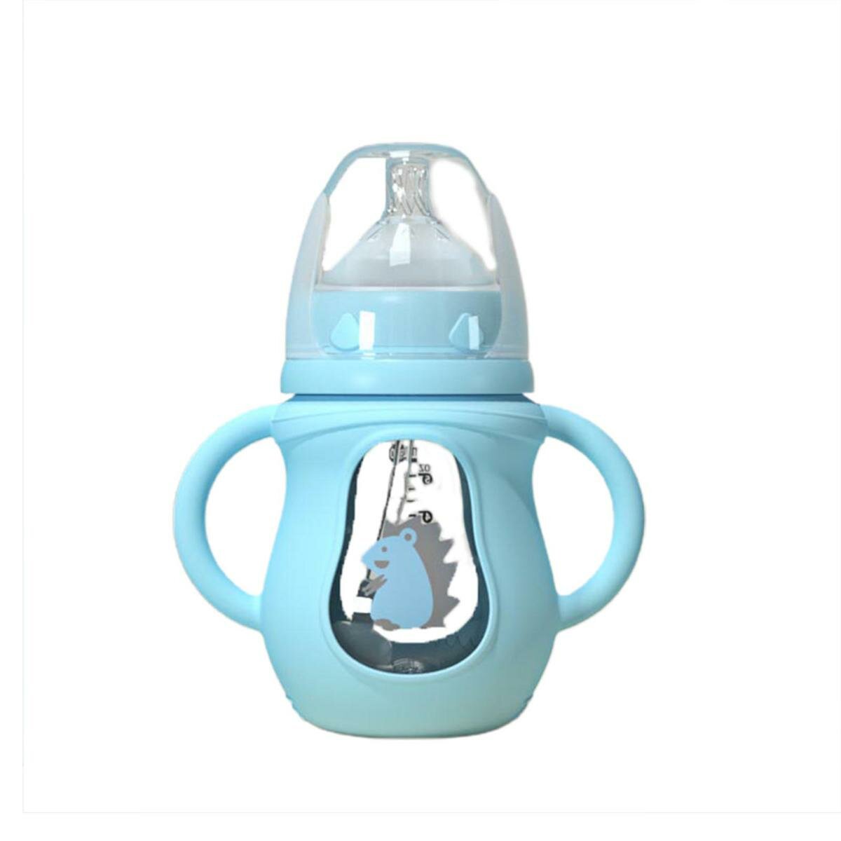 150 мл/240 мл Детская стеклянная бутылочка для питья с защитой от падений для новорожденных с трубочкой