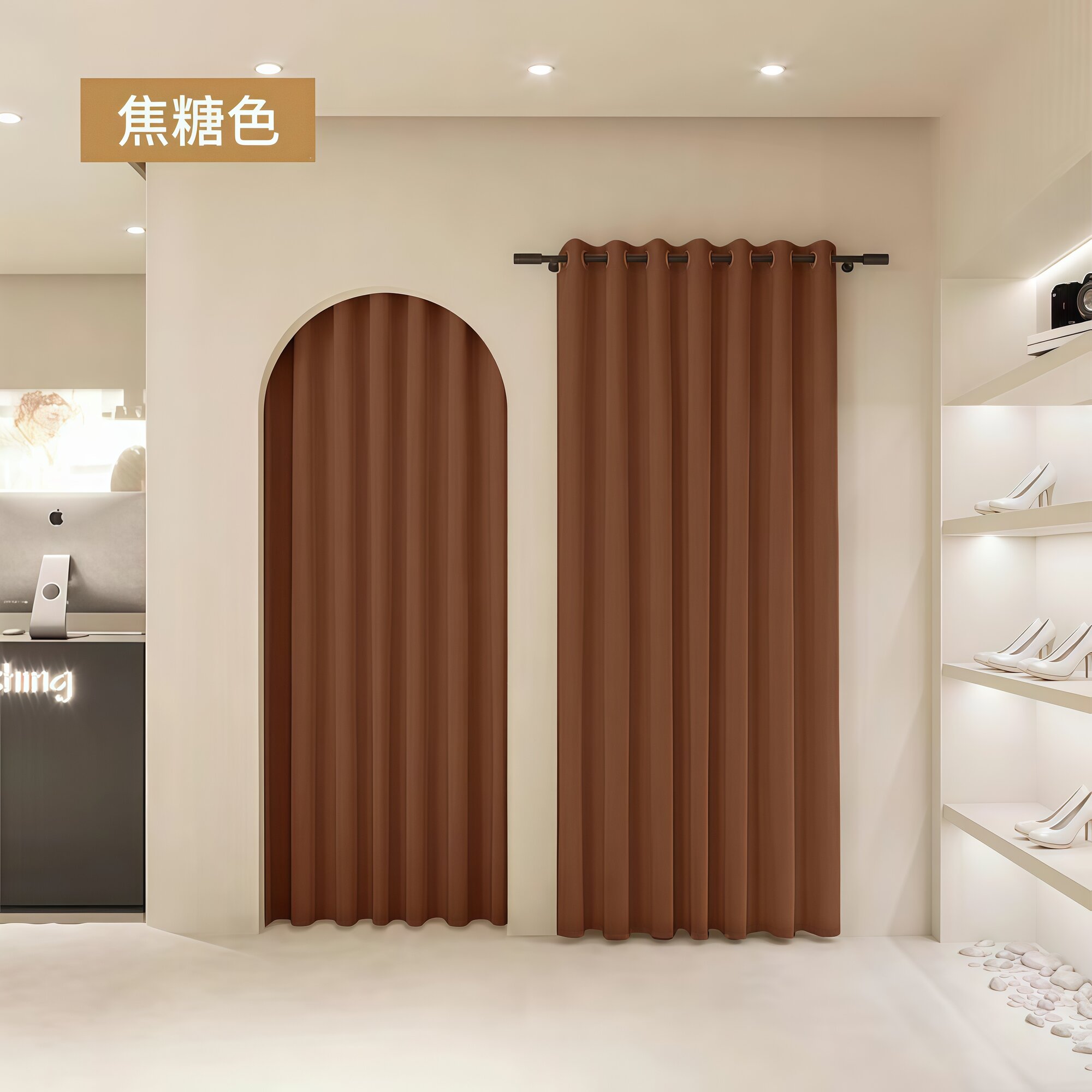 Штора Китайская традиция Ahoyikaa W150× H270 полиэстер, хлопок, коричневый, непрозрачная, 1 шт.