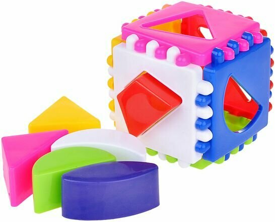 Логический кубик-сортер малый, пластиковая развивающая игрушка-конструктор с фигурками, учим цвета и формы, для детей от 1 года