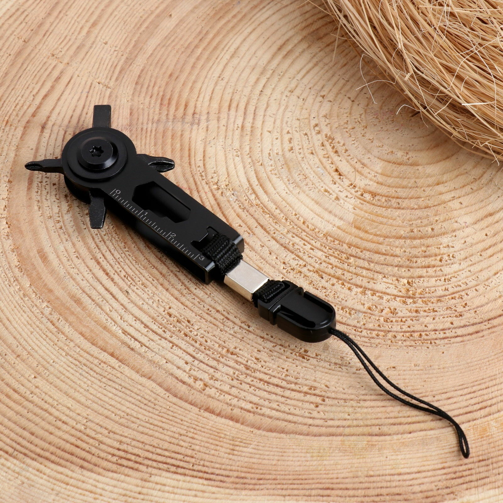 Брелок-мультитул 8 в 1 с отвертками, черный, тематика праздника: универсальная тематика