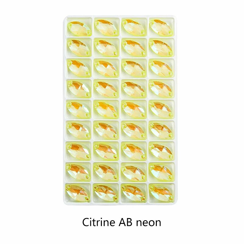 Bobohoo Стразы для вышивания стеклянные неоновые Желтый, 6x12mm--72PCS, Citrine AB neon