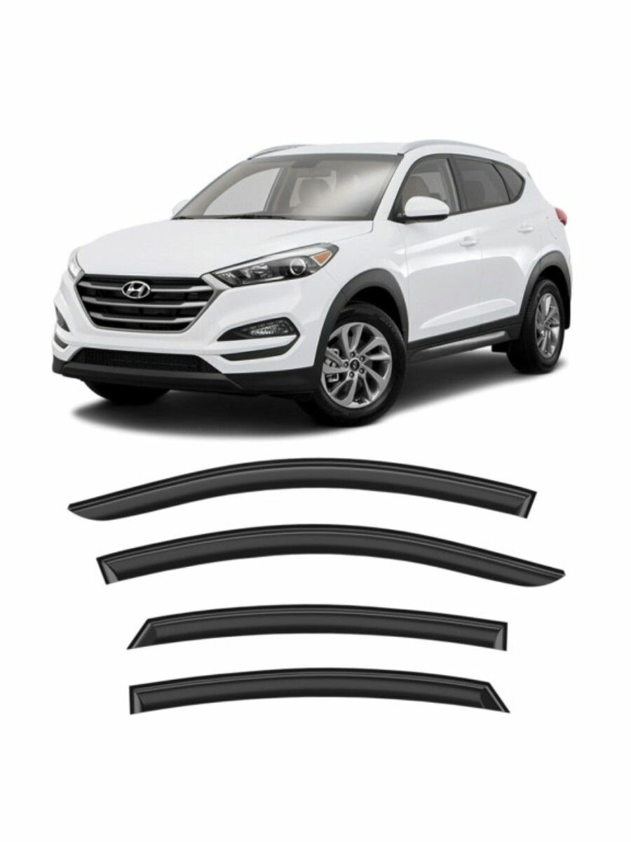 Дефлекторы неломающиеся 4 шт. для а/м Hyundai Tucson, Voron Glass DEF01260
