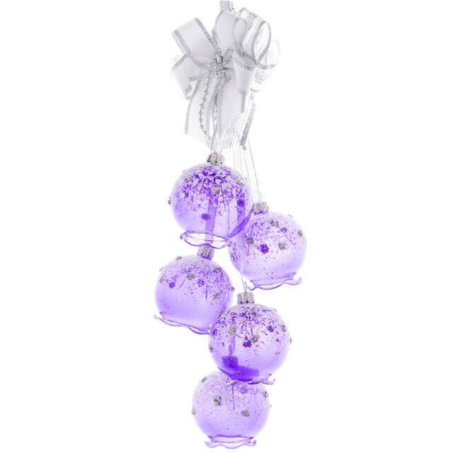 Стеклянное елочное украшение Гирлянда Тайна 37 см фиолетовая, Фабрика Елочка, С1738-фиол