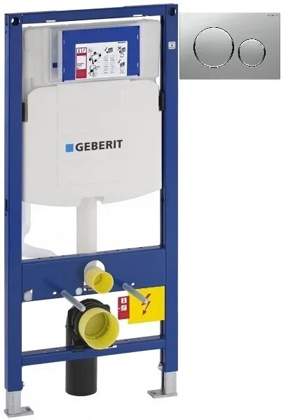 Инсталляция для унитаза Geberit Duofix Sigma 20 111.300.00.5 + 111.815.00.1 + 115.882. KN.1 с кнопкой смыва, матовый хром/хром/матовый хром
