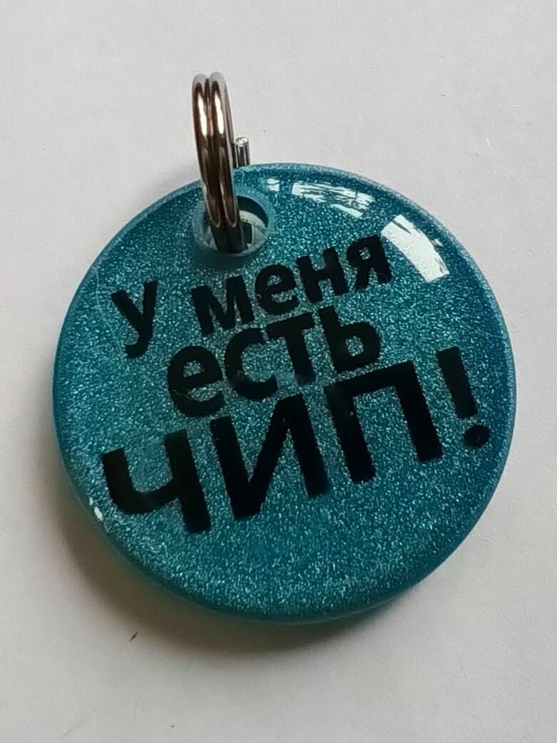 Кулон для питомца "У меня есть чип" голубой