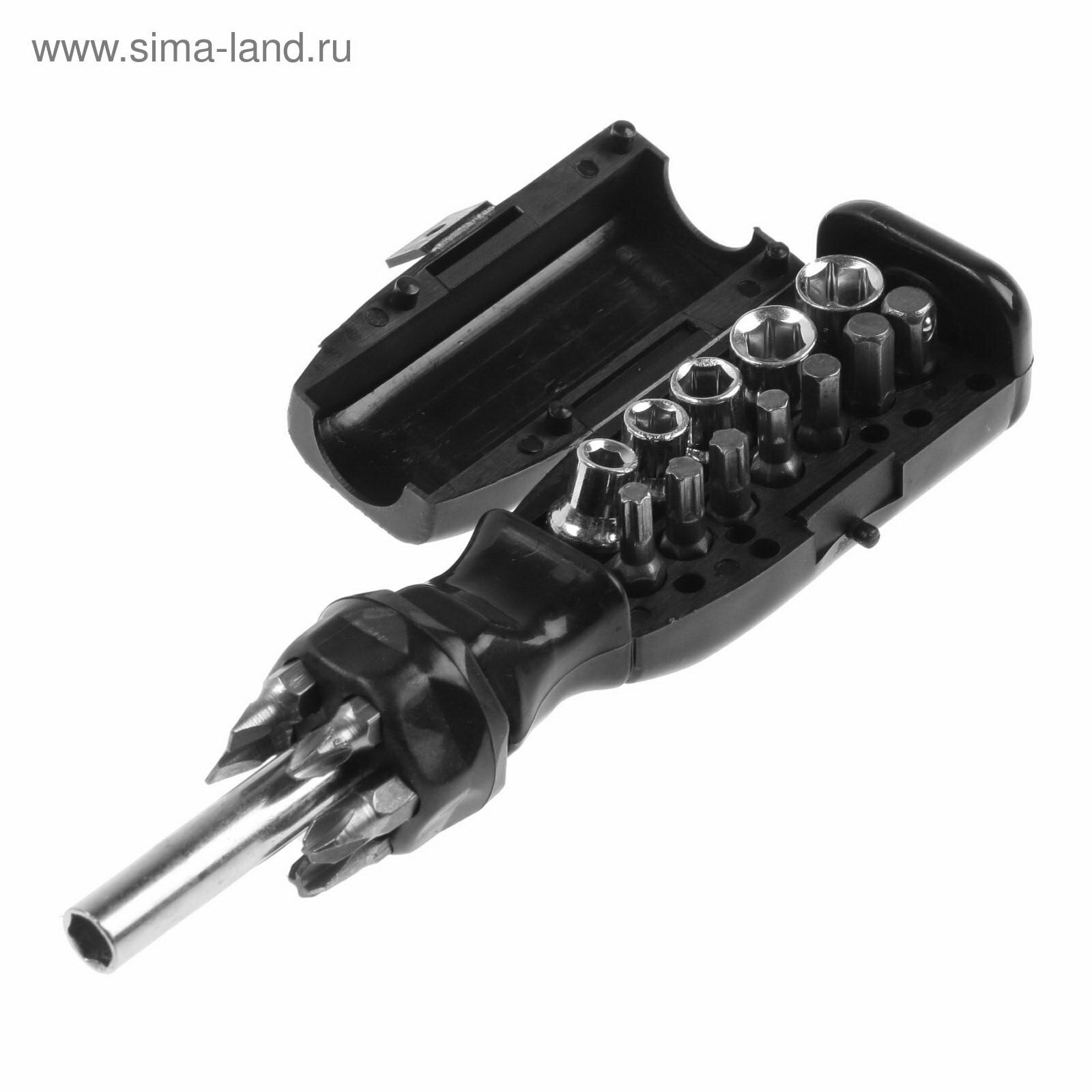 Отвертка с набором бит и головок 19 предметов, вид отвёртки: набор