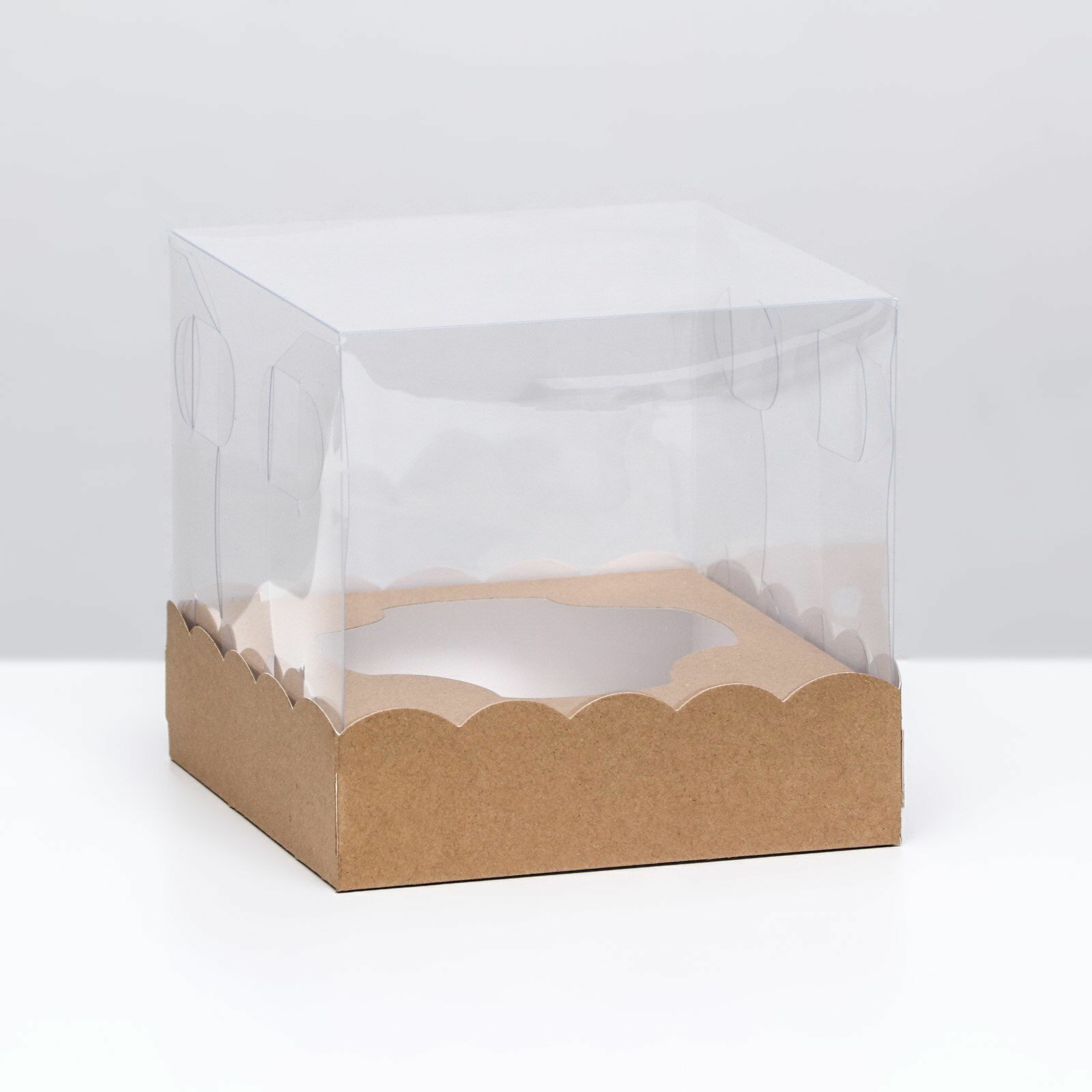 Коробка кондитерских изделий с ложементом, крафт, 15x15x14 см