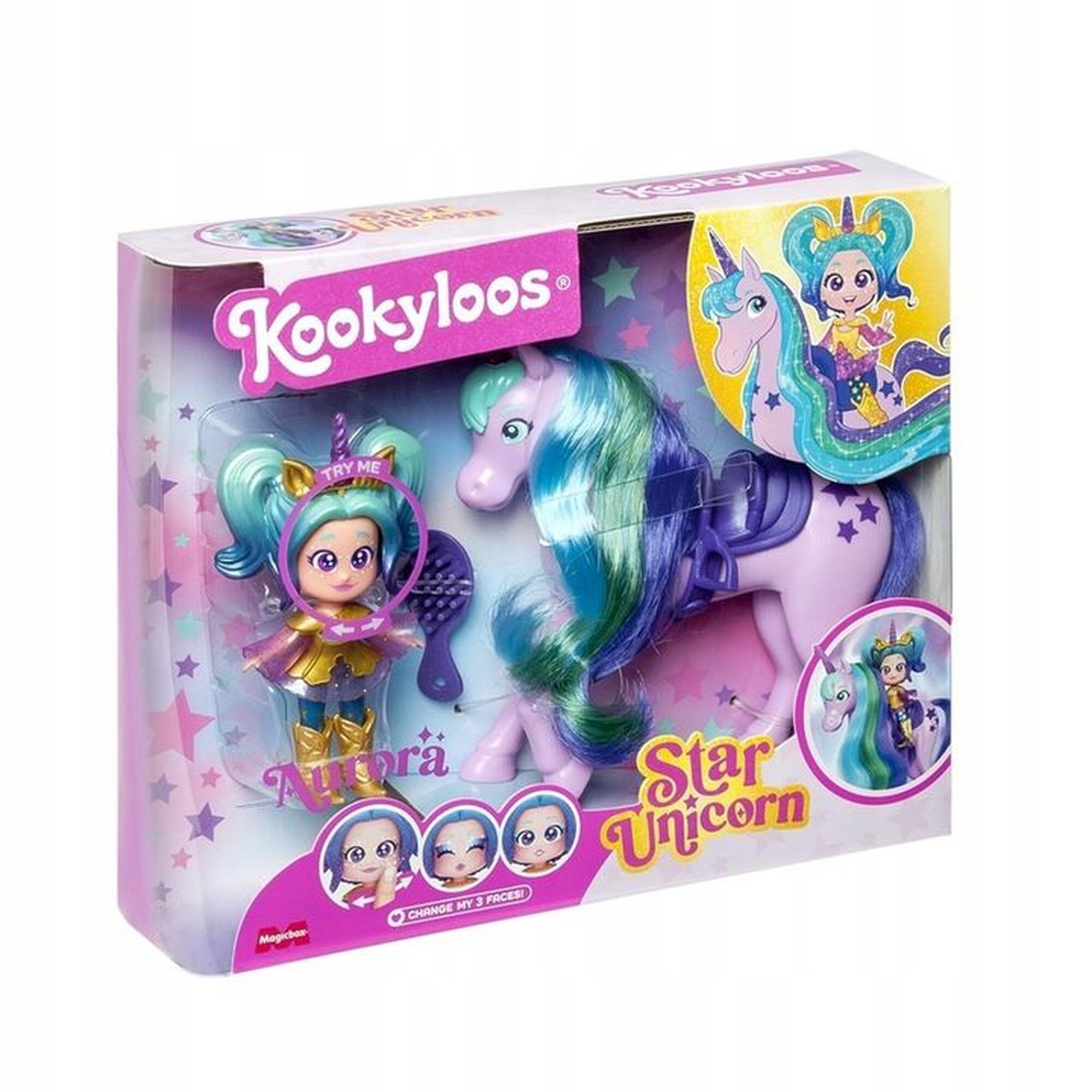 Кукла KOOKYLOOS Star Unicorn + Aurora - Кукла Аврора с единорогом и аксессуарами - КукиЛос 8431618032862