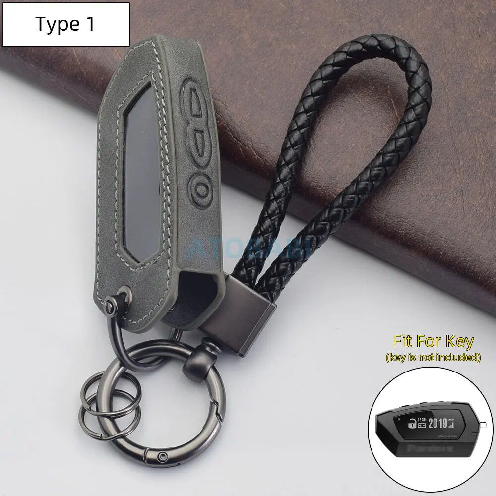 Серый кожаный чехол для ключей от автомобиля для Pandora DX-90 D010 DX 90 91 6X 9X 90B 90BT 90L Мото Русский двусторонний чехол для автомобильной системы сигнализации с ЖК-дисплеем Type 1