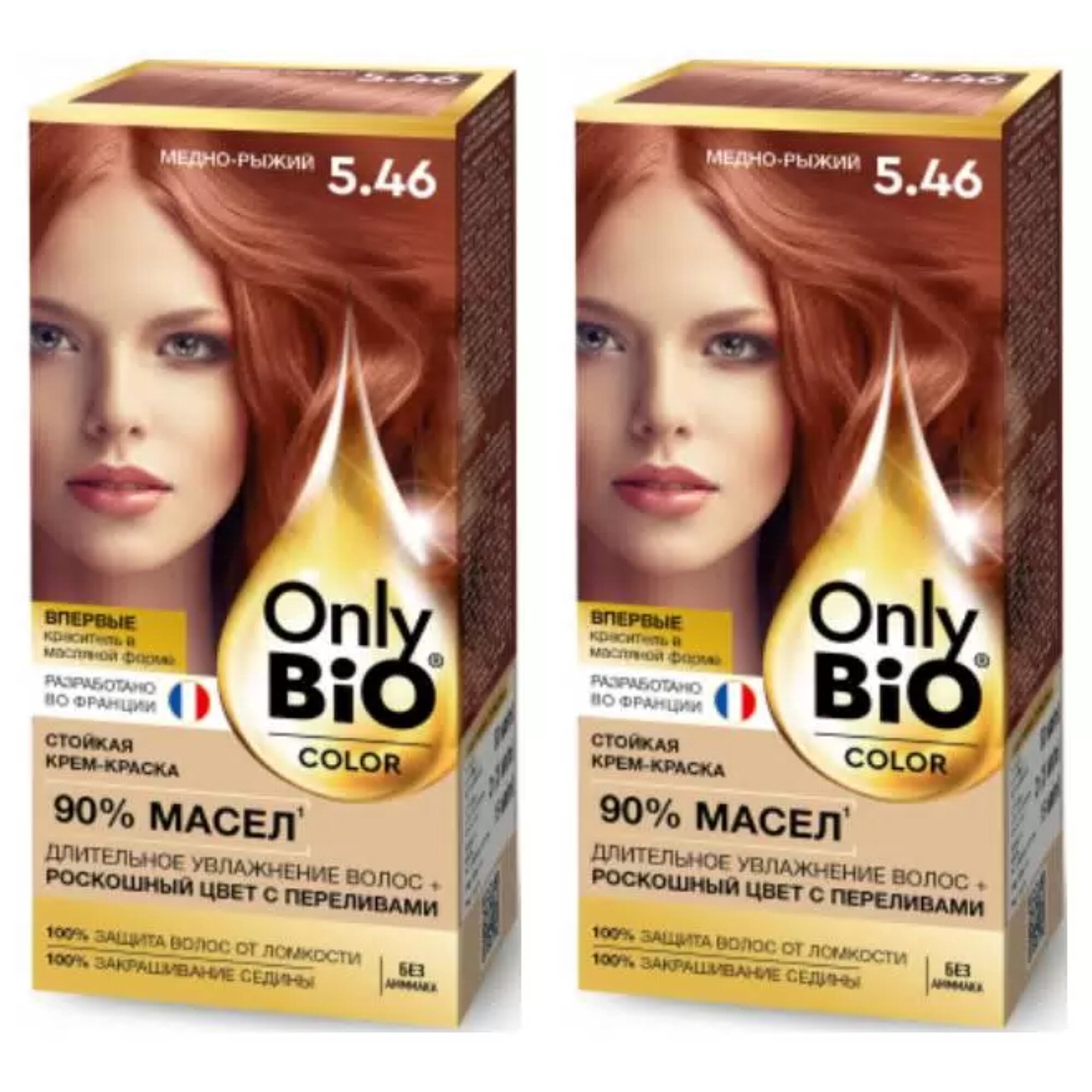 Краска для волос фитокосметик, Кремовая, стойкая, Only Bio color, тон 5.46 Медно-рыжий, 115 мл, 2 шт