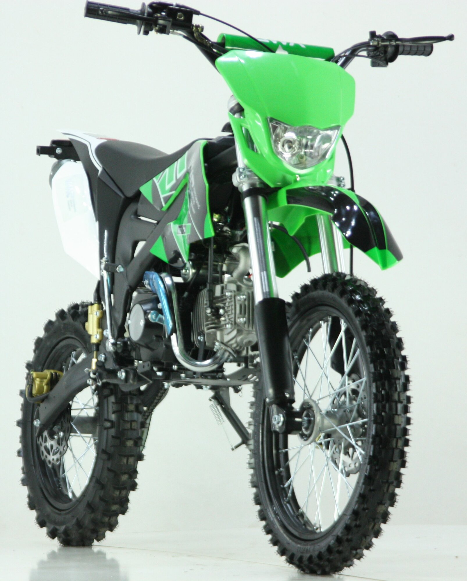 Кроссовый мотоцикл ПитБайк VMC KXD 17/14 зеленый (компл 1: эл. стартер, фара/стоп; без повор. и зеркал)