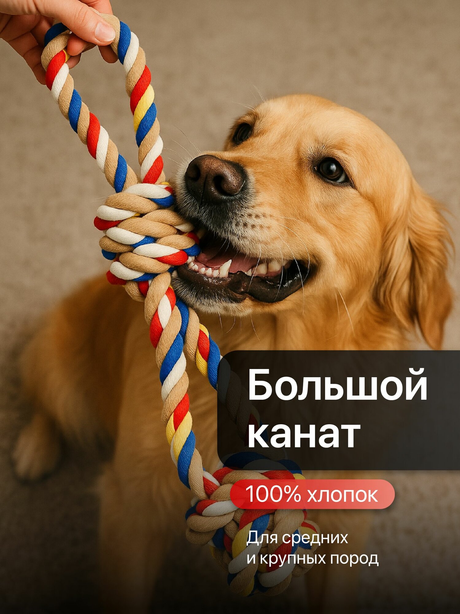 Игрушка канат для собак крупных и средних пород SSY, длина 40 см