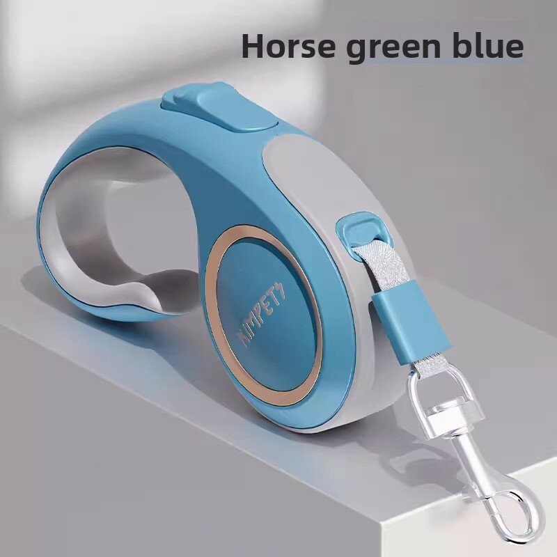 Pet traction rope with controlled extension for safe dog walks and night visibility mars green 5m