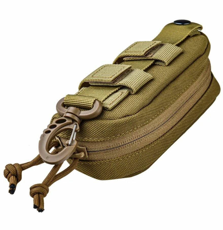 Чехол Molle, тактический, для очков, кордура, коричневый, влагостойкий, с карабином